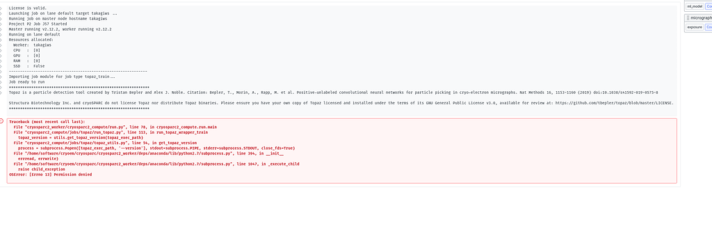 Permission denied error when running Topaz wrapper in cryoSPARC ... Permission denied error when running Topaz wrapper in cryoSPARC ...