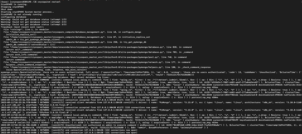 Issue Restarting Cryosparc After Updating To V 4 3 1 Install Configure And Update Cryosparc