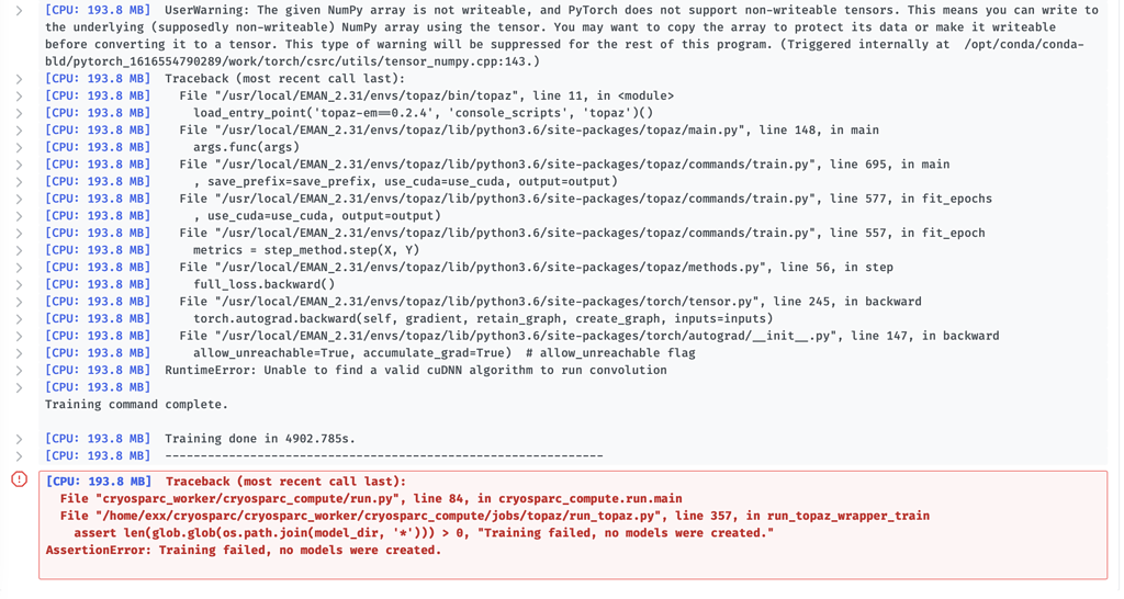 Topaz train error in CSparc 3.2 - Troubleshooting - CryoSPARC Discuss